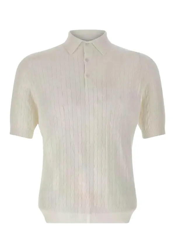KANGRA Cable-knit Ribbed Polo Shirt - White