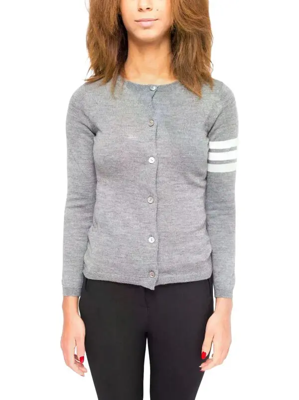 LA ROSE Striped Cardigan - Grey
