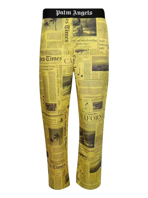 Palm Angels X La Times Newspaper-print Trousers - Yellow