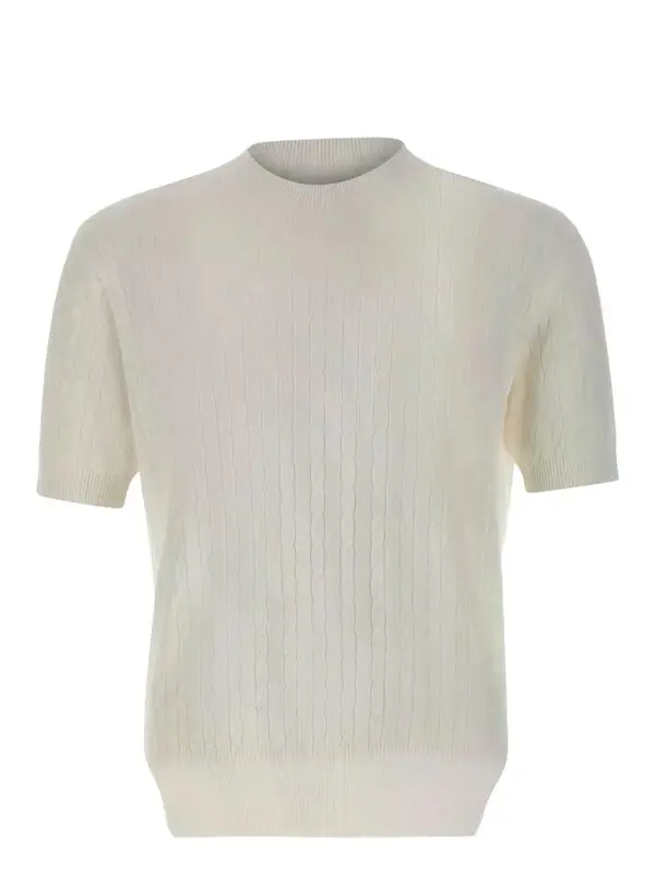 KANGRA Cable-knit Short-sleeve Sweater - White