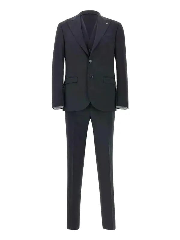 MANUEL RITZ Peaked-lapel Three-piece Suit - Blue