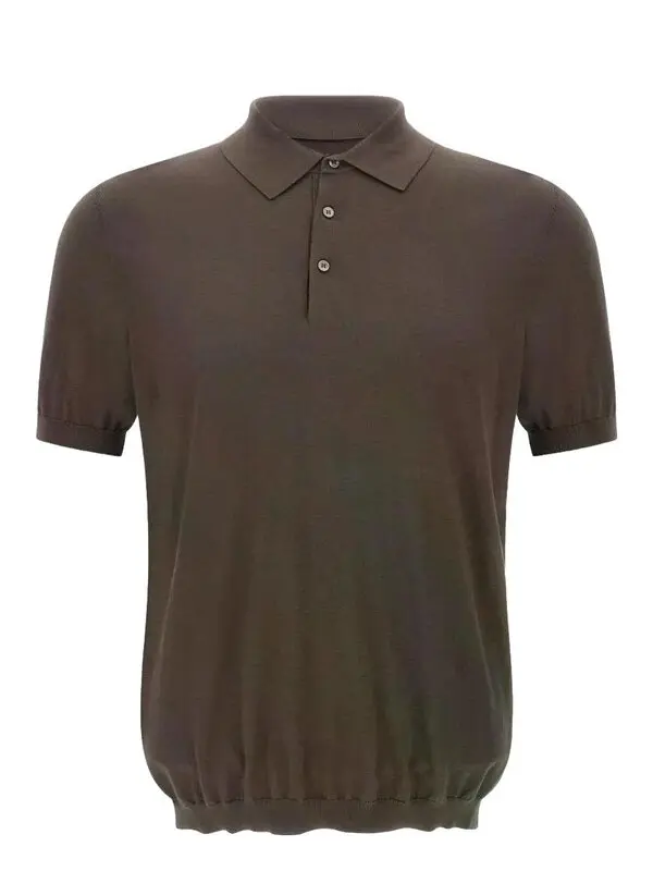KANGRA Ribbed Short-sleeved Polo Shirt - Brown