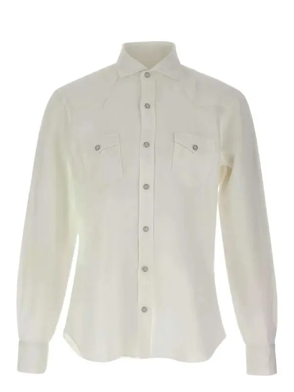 BARBA NAPOLI Flap-pocket Button-fastening Shirt - White