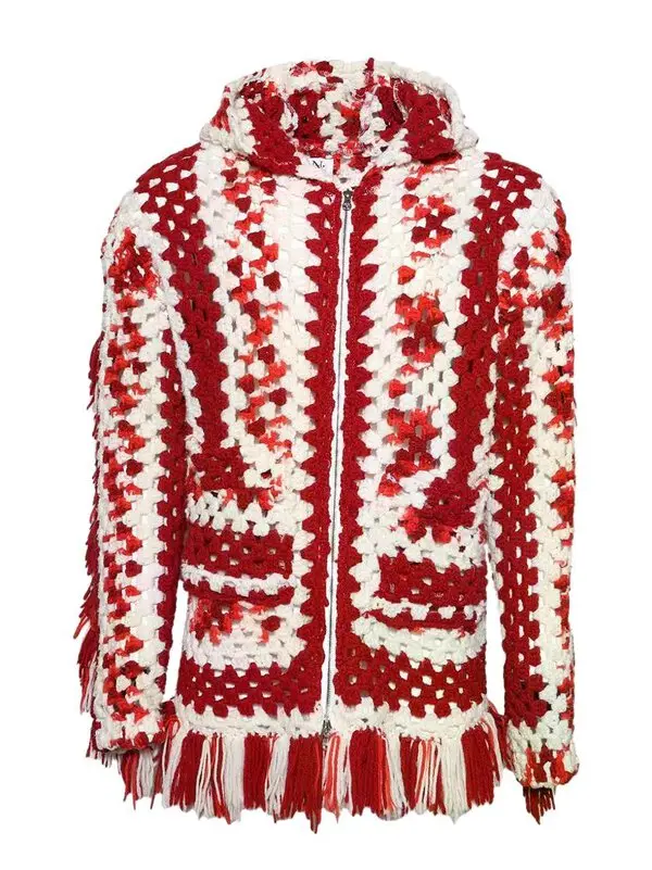 NIGEL XAVIER Fringed Hoodie - Red