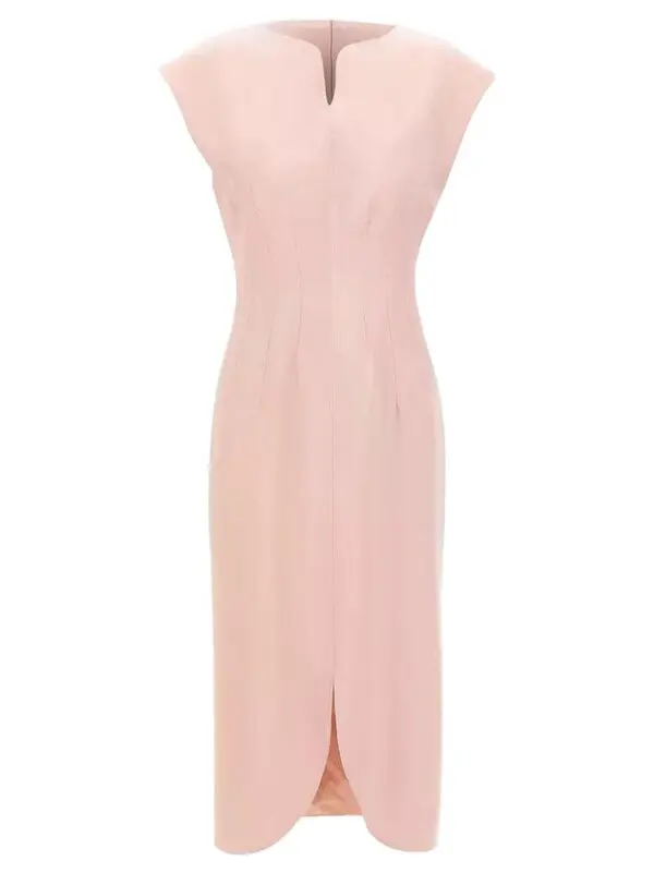NISSA V-neck Slit Dress - Pink