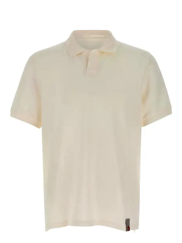DEKKER Ribbed Trim V-neck Polo Shirt - Neutrals