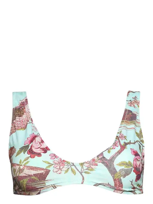 SKIMS Floral-print Bikini Top - Blue