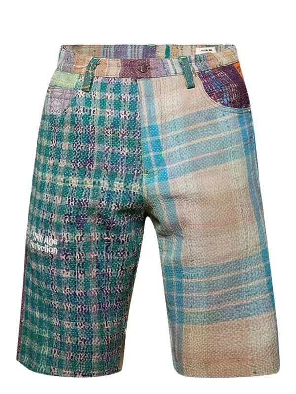 BETTER WITH AGE Isaac Kantha Patchwork Shorts - Blue