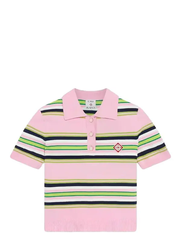 Casablanca Striped Polo Shirt - Pink