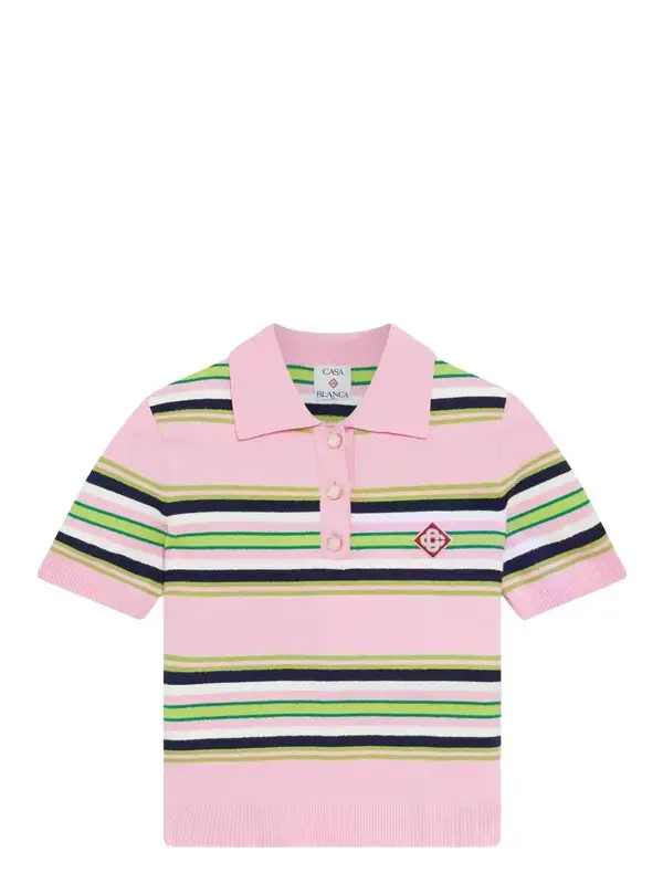 Casablanca Striped Polo Shirt - Pink