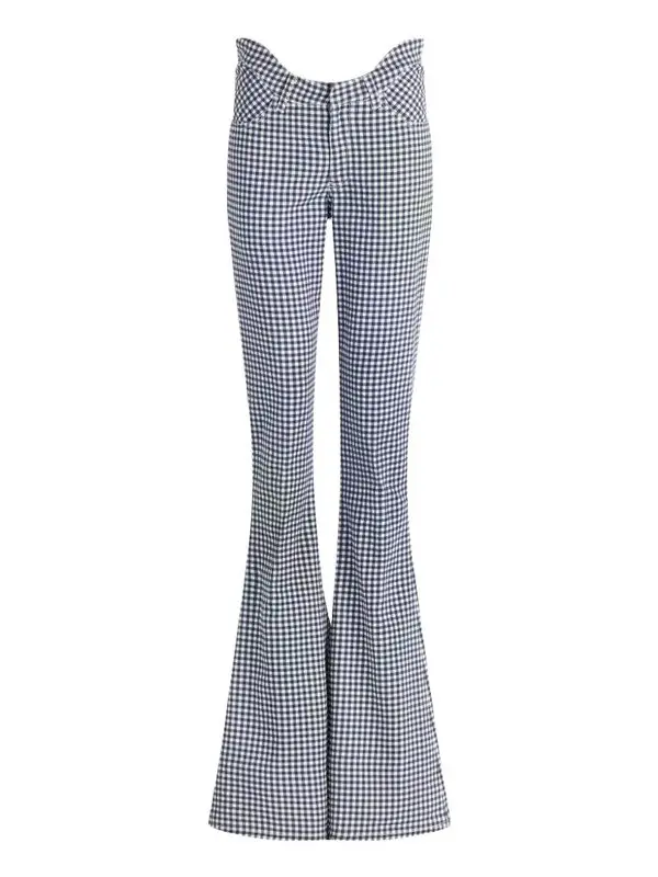 JEAN PAUL GAULTIER Gingham Flared Trousers - Blue