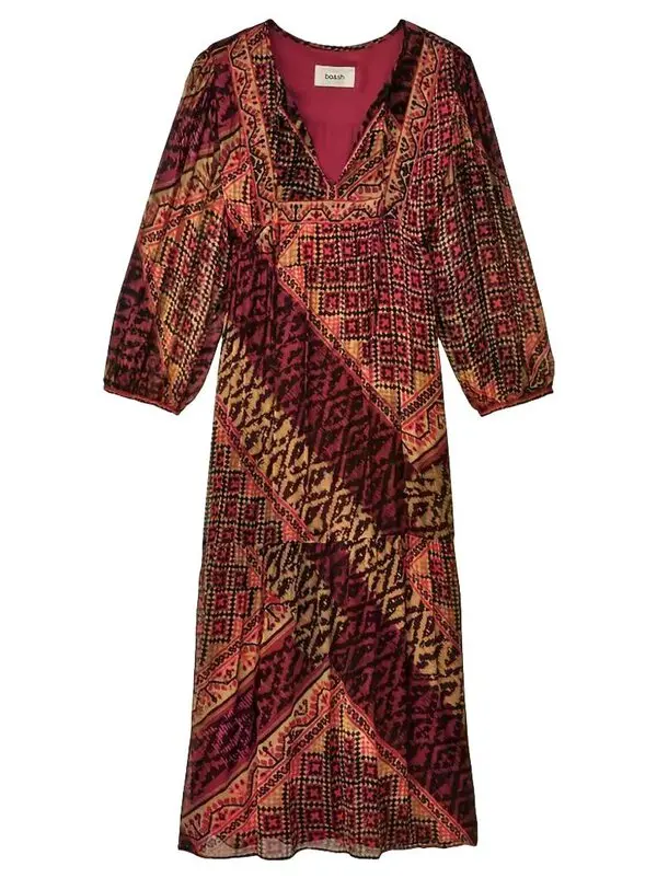 Ba&sh Geometric Print V-neck Dress - Red