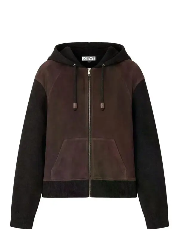 Loewe Drawstring Zip-up Hoodie - Brown