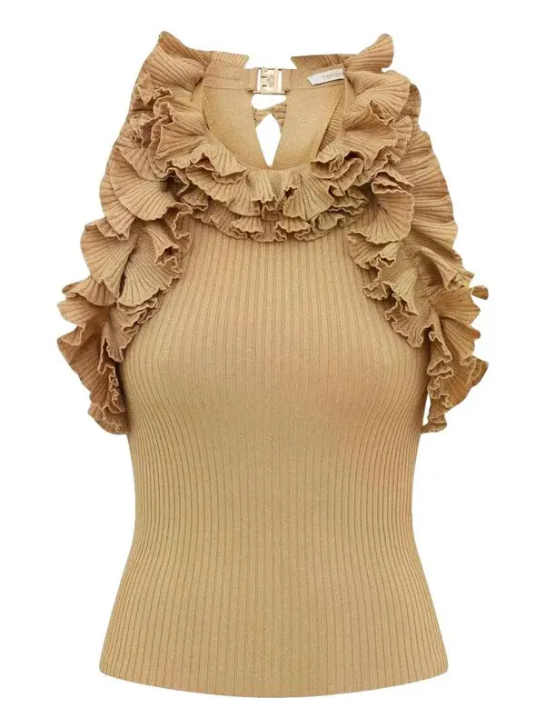 Zimmermann Luna Ruffled-detail Top - Gold