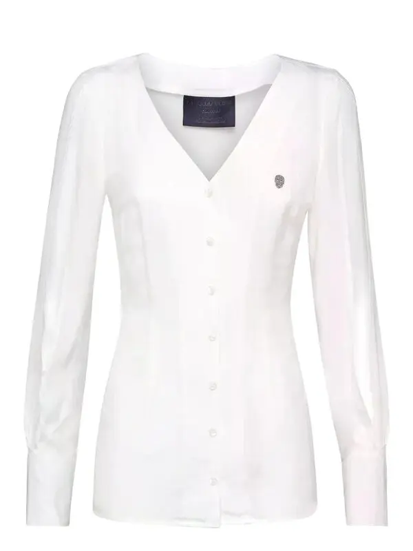 Philipp Plein V-neck Button Shirt - White