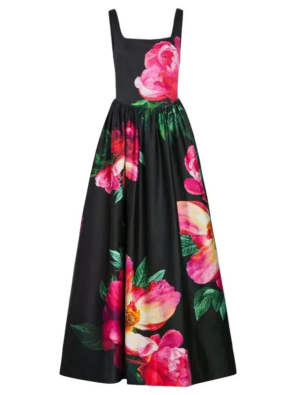 Alice + Olivia Tarrie Floral Print Maxi Dress - Black