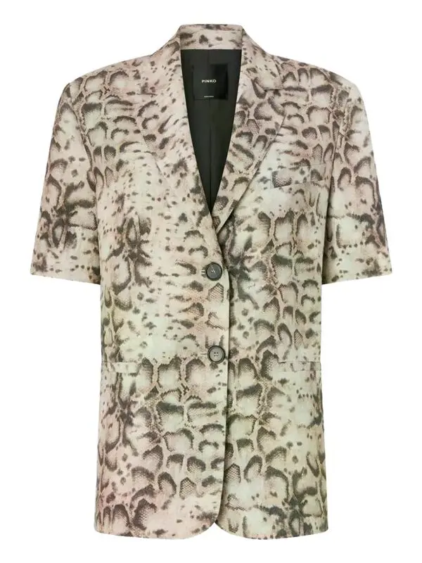 Pinko Animal-print Short-sleeve Blazer - Neutrals