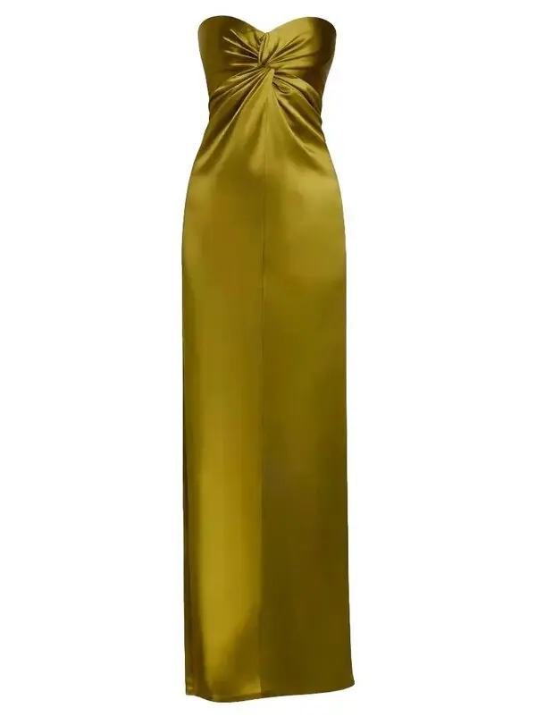 Retrofete Strapless Twist Detail Dress - Gold