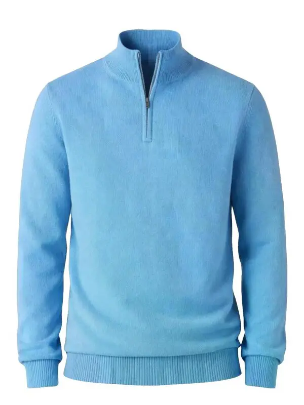 MC2 SAINT BARTH Jermyn Ribbed-trim Zip Sweater - Blue