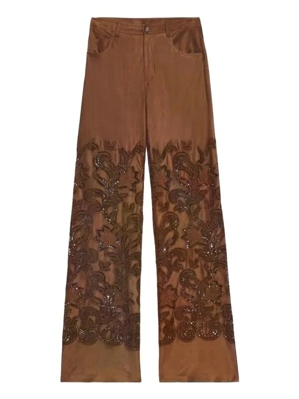 ERMANNO FIRENZE Broderie Anglaise Trousers - Brown
