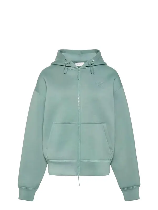 Calvin Klein Logo-embossed Zip-up Hoodie - Blue