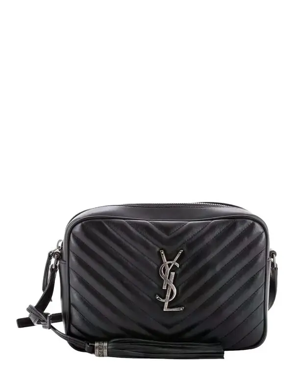 Saint Laurent Lou Camera Bag Matelasse Chevron Leather Small Crossbody Bag - Black