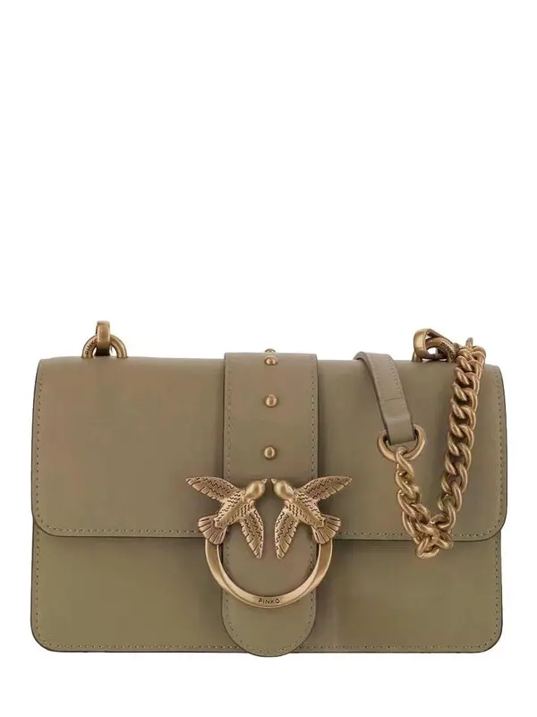 Pinko Mini Love One Leather Shoulder Bag - Green