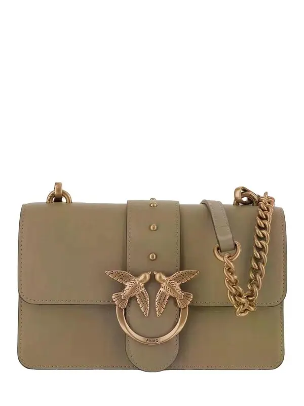 Pinko Mini Love One Leather Shoulder Bag - Green