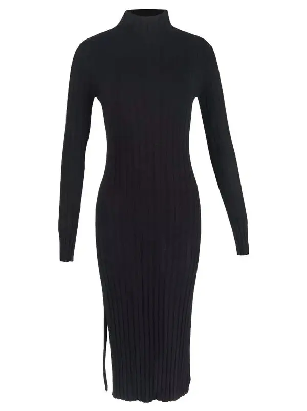 Theory Ribbed Turtleneck Midi Dress - Black
