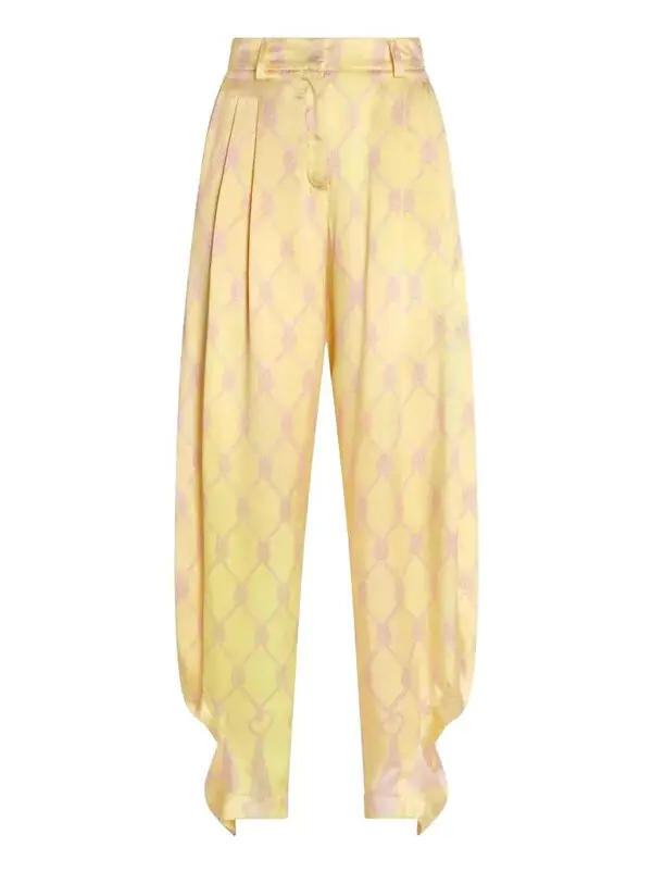 GENNY Printed Silk Trousers - Yellow