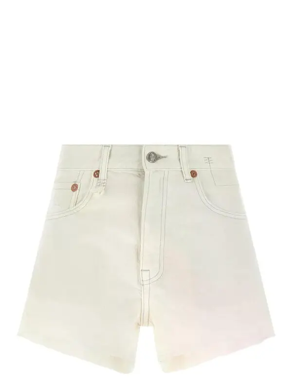 R13 X-bf Destroyed Frayed Denim Shorts - Neutrals
