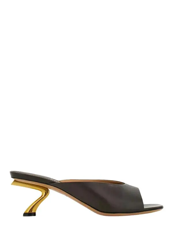 FERRAGAMO Leather Open-toe Mules - Brown