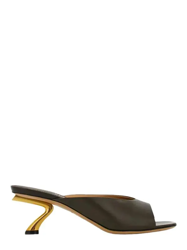 FERRAGAMO Leather Open-toe Mules - Brown