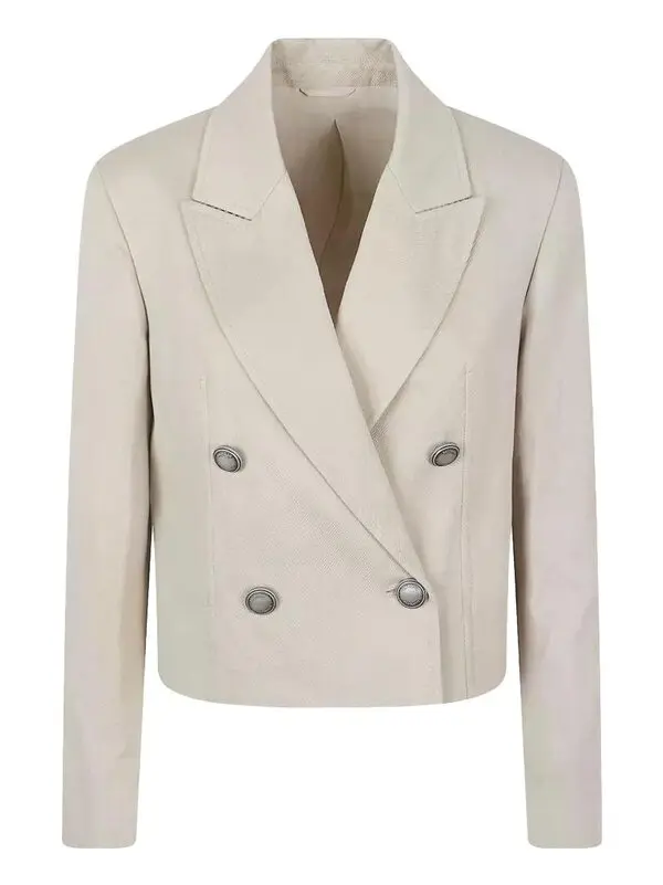 Brunello Cucinelli Double-breasted Cropped Blazer - Neutrals