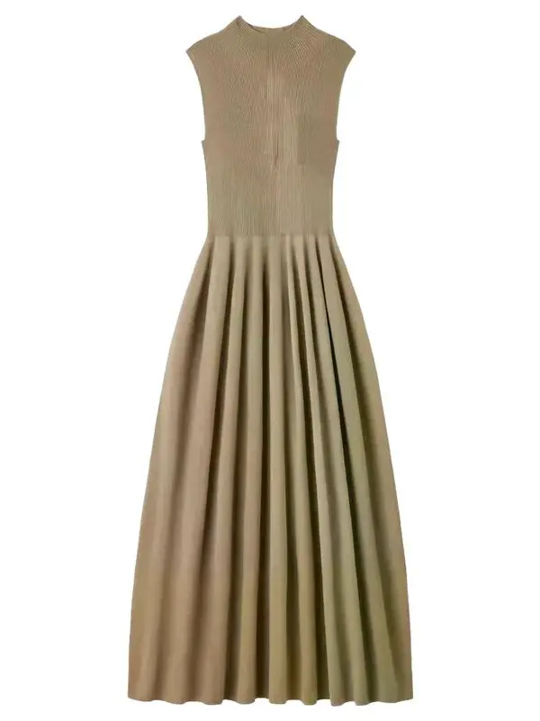 CFCL Rivulet Ribbed Pleated Midi Dress - Neutrals