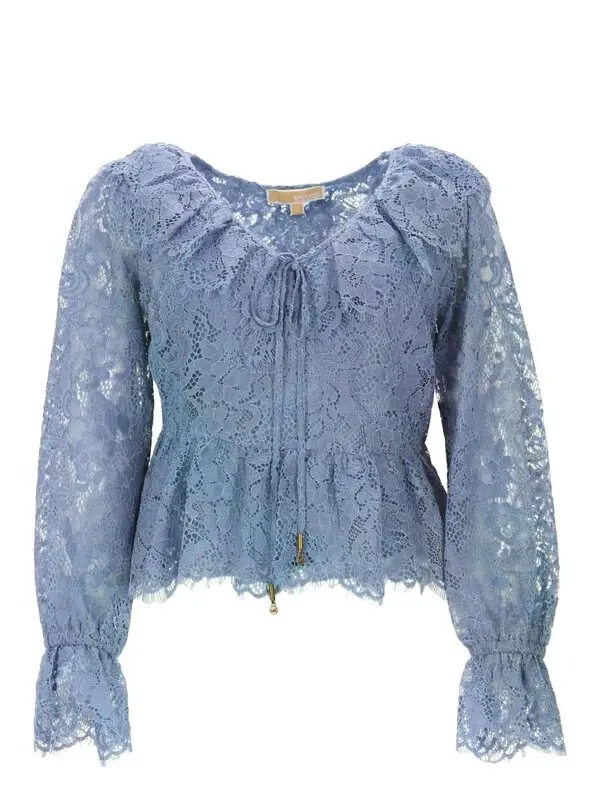 Michael Kors Lace Ruffled Top - Blue
