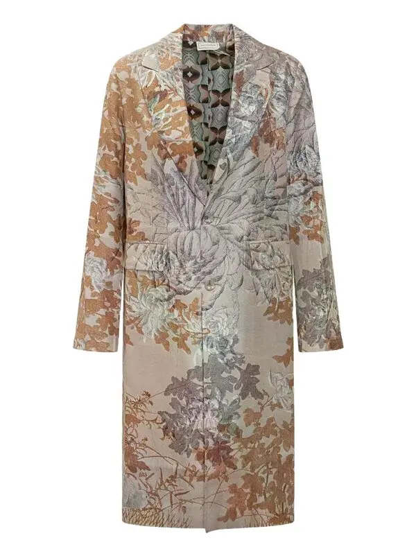 PIERRE-LOUIS MASCIA Cialda Fantasia Floral Coat - Neutrals