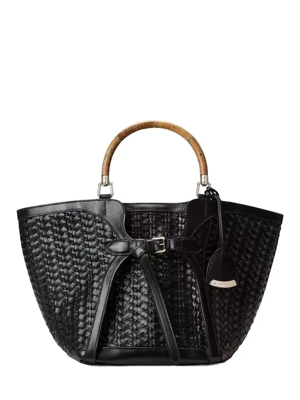Ralph Lauren Braided Top Handle Tote - Black
