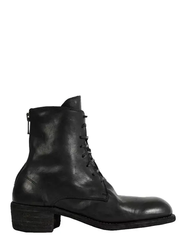 Guidi Lace-up Leather Ankle Boots - Black