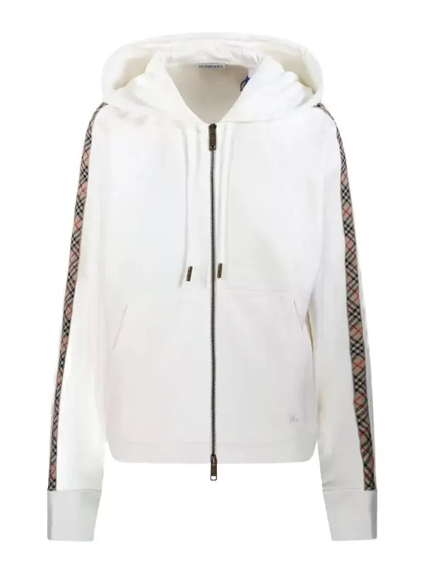 Burberry Check Zip Hoodie - White