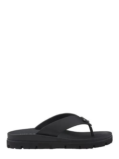 Prada Triangle-logo Rubber Thong Sandals - Black