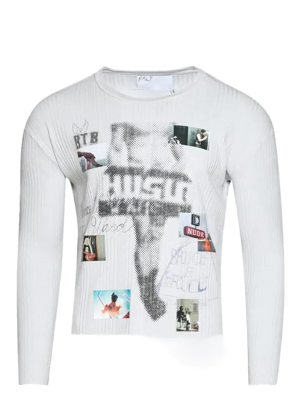 PALY Hustlr Ribbed Long Sleeve Tee White - Off White