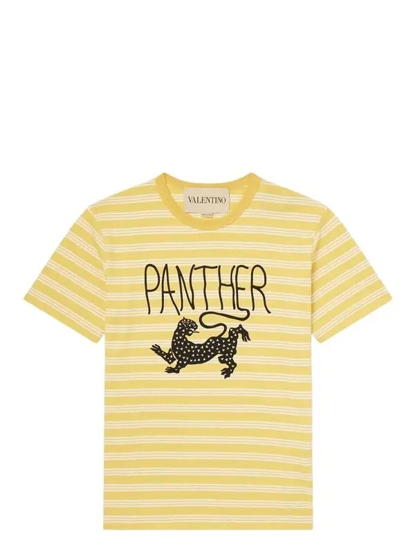 Valentino Garavani Panther Jersey Tee Giallo And Burro - Yellow