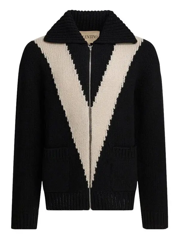 Valentino Garavani Knitted Virgin Wool Cardigan - Cream