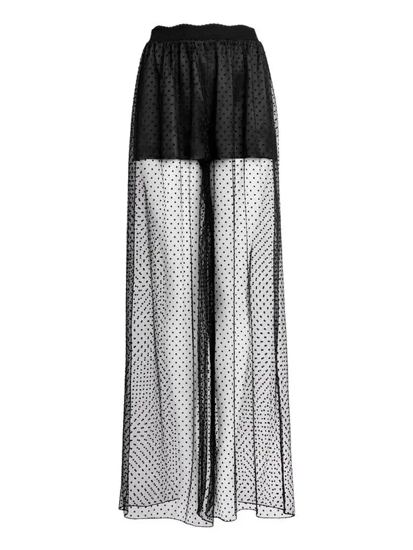Alaïa Wide Leg Mesh Pants - Black