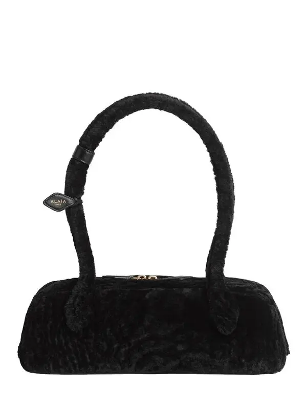 Alaïa Le Teckel Medium Shearling Bag - Black