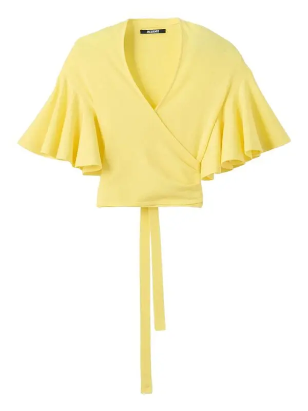 Jacquemus The Payson Ruffled Wrap Top - Yellow
