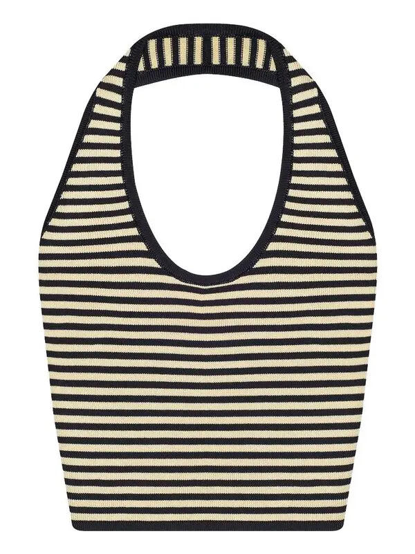 Calle Del Mar Striped Halter Top - Black & White