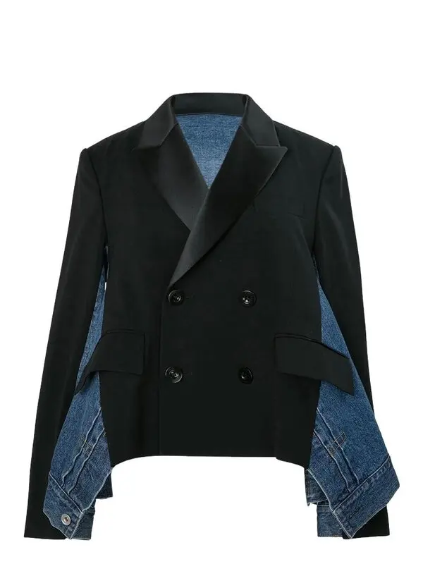 Sacai Wool Suiting X Denim Jacket - Black