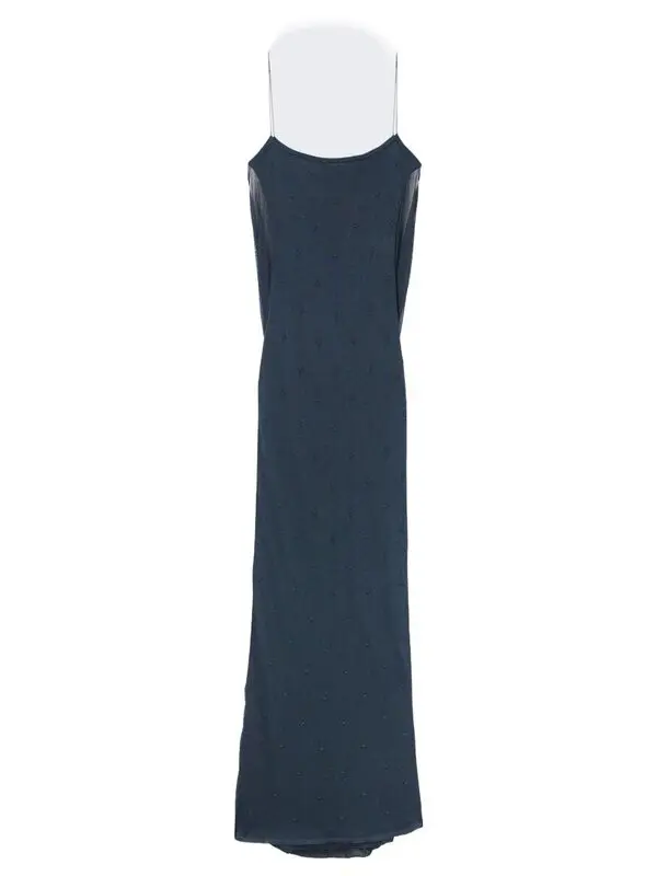 Jacquemus The Plumetis Sheer Knit Dress - Navy
